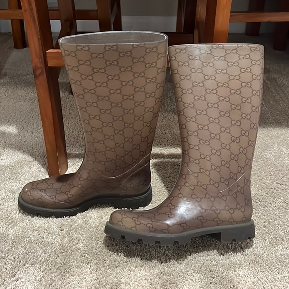 Gucci | Shoes | Gucci Monogram Rubber Rain Boots | Poshmark